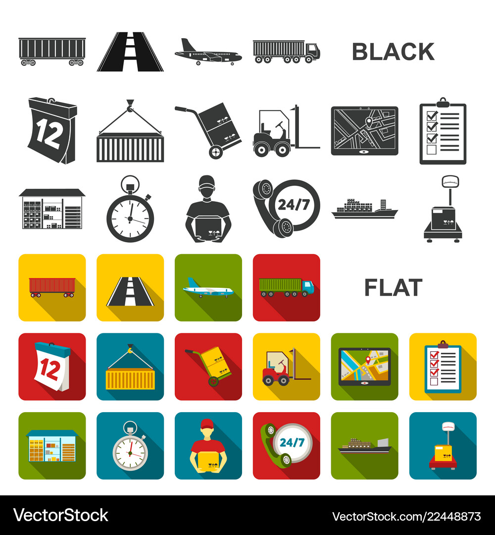 Logistics service flat icons in set collection Vector Image