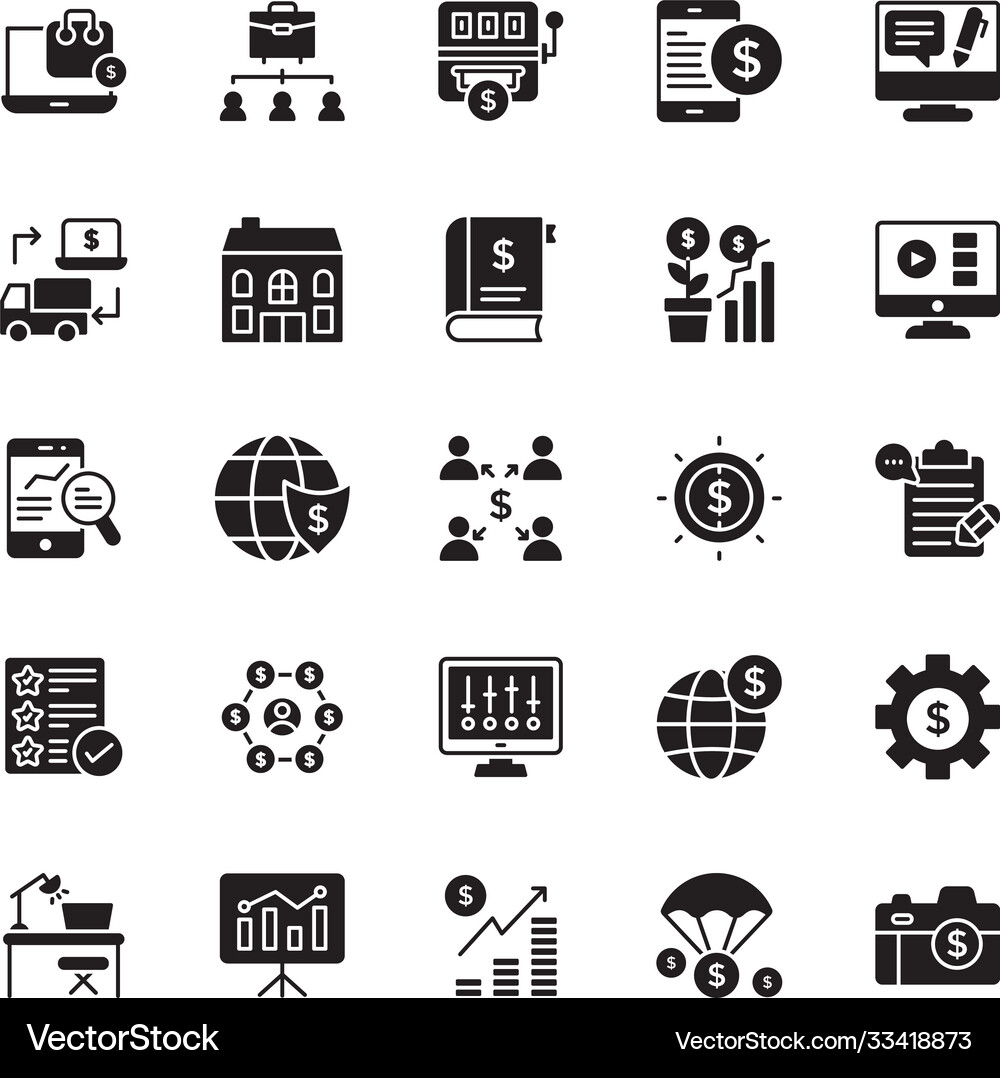 Passive income glyph icons Royalty Free Vector Image
