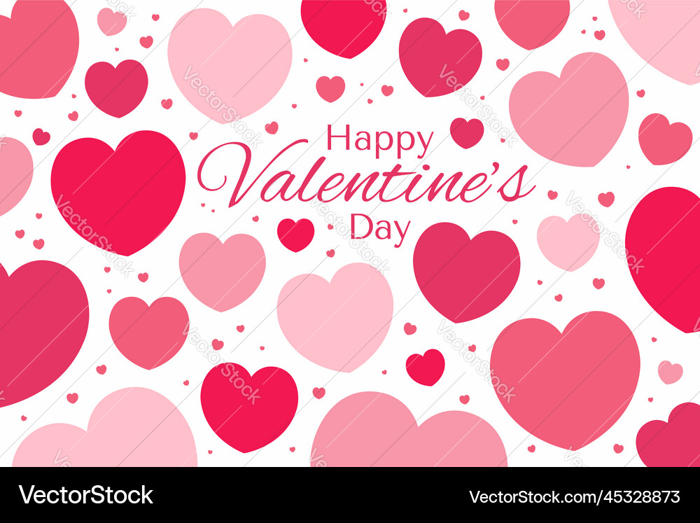 Red pink hearts valentines day bright background Vector Image