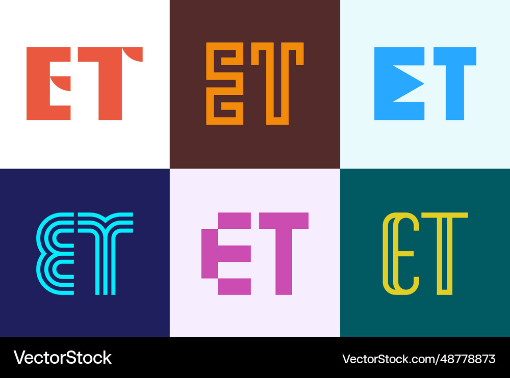 Set of letter et logos Royalty Free Vector Image