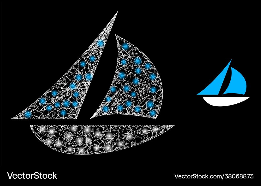 Shiny web model sailing boat with color glare Vector Image