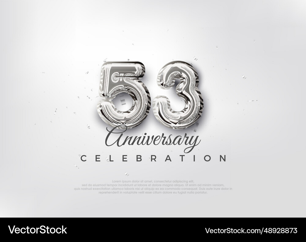 Silver balloon number premium 53rd anniversary Vector Image