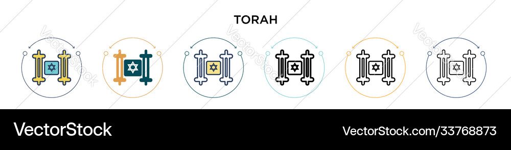 Torah icon in filled thin line outline and stroke Vector Image