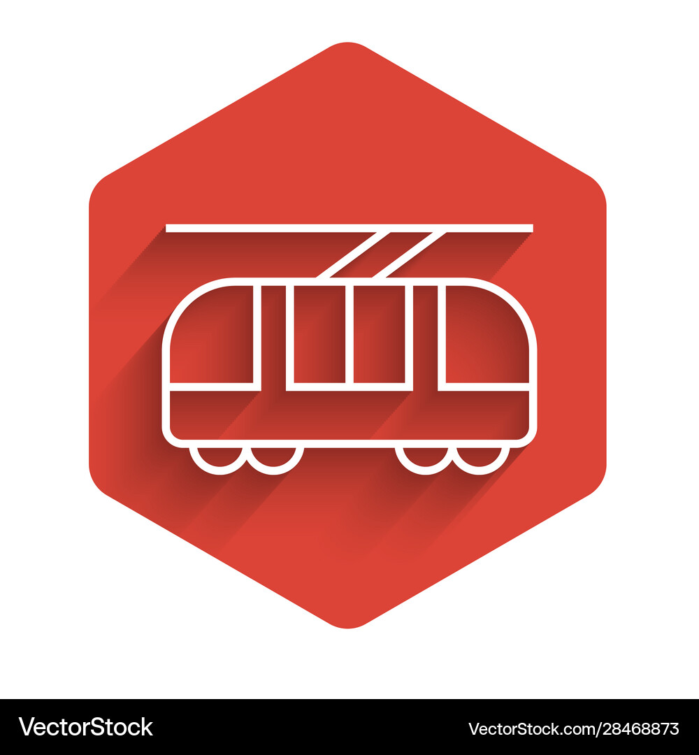 White line tram and railway icon isolated Vector Image