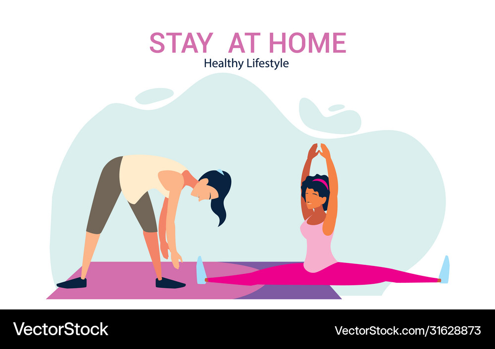 Women doing stretching and strength exercise at Vector Image