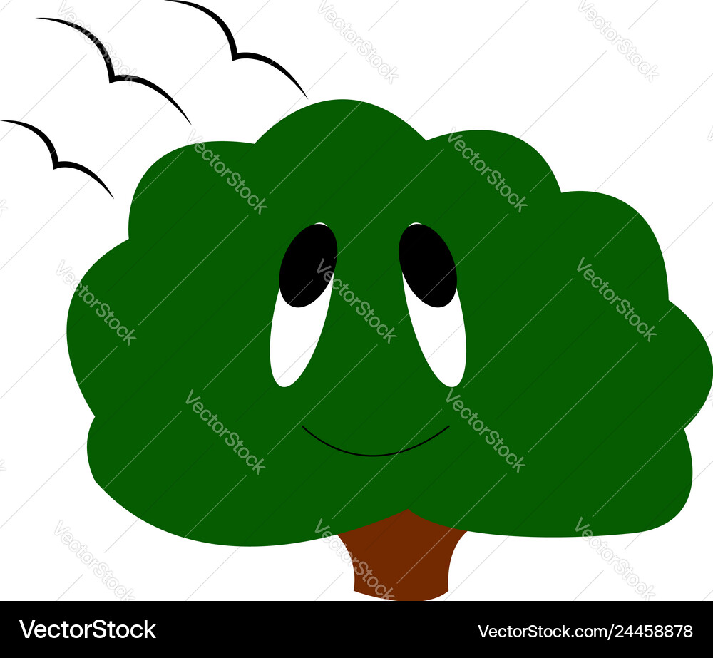 A small happy green tree or color Royalty Free Vector Image