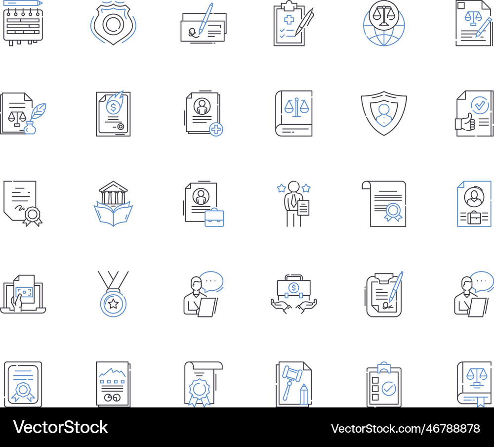 Claims line icons collection compensation Vector Image