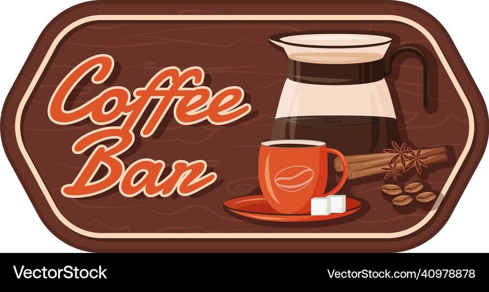 Coffee bar flat color label strong hot drinks Vector Image
