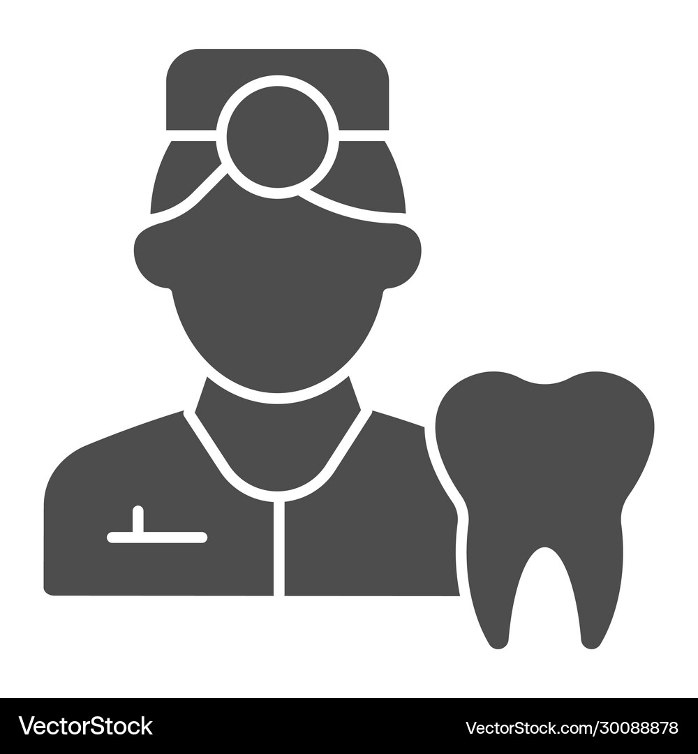 Dentist solid icon tooth picture and doctor Vector Image