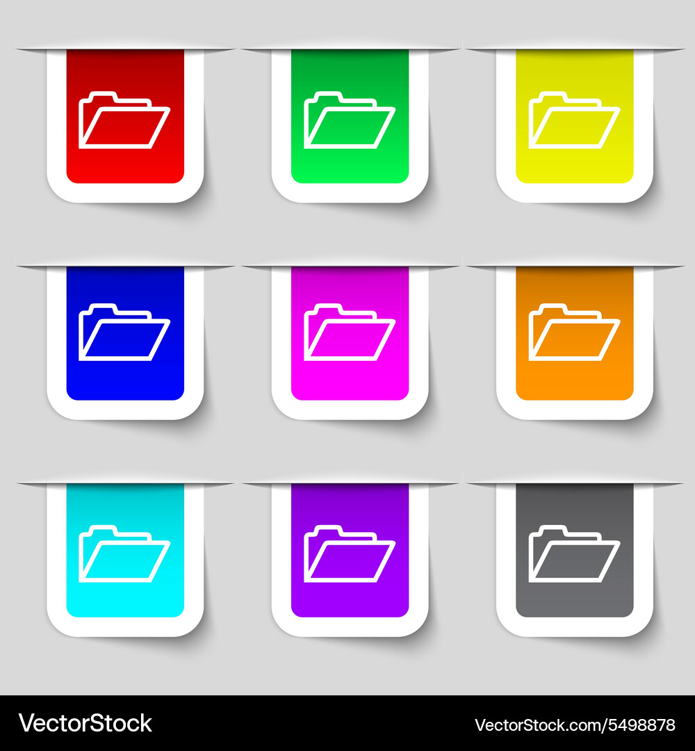 Folder icon sign set of multicolored modern labels