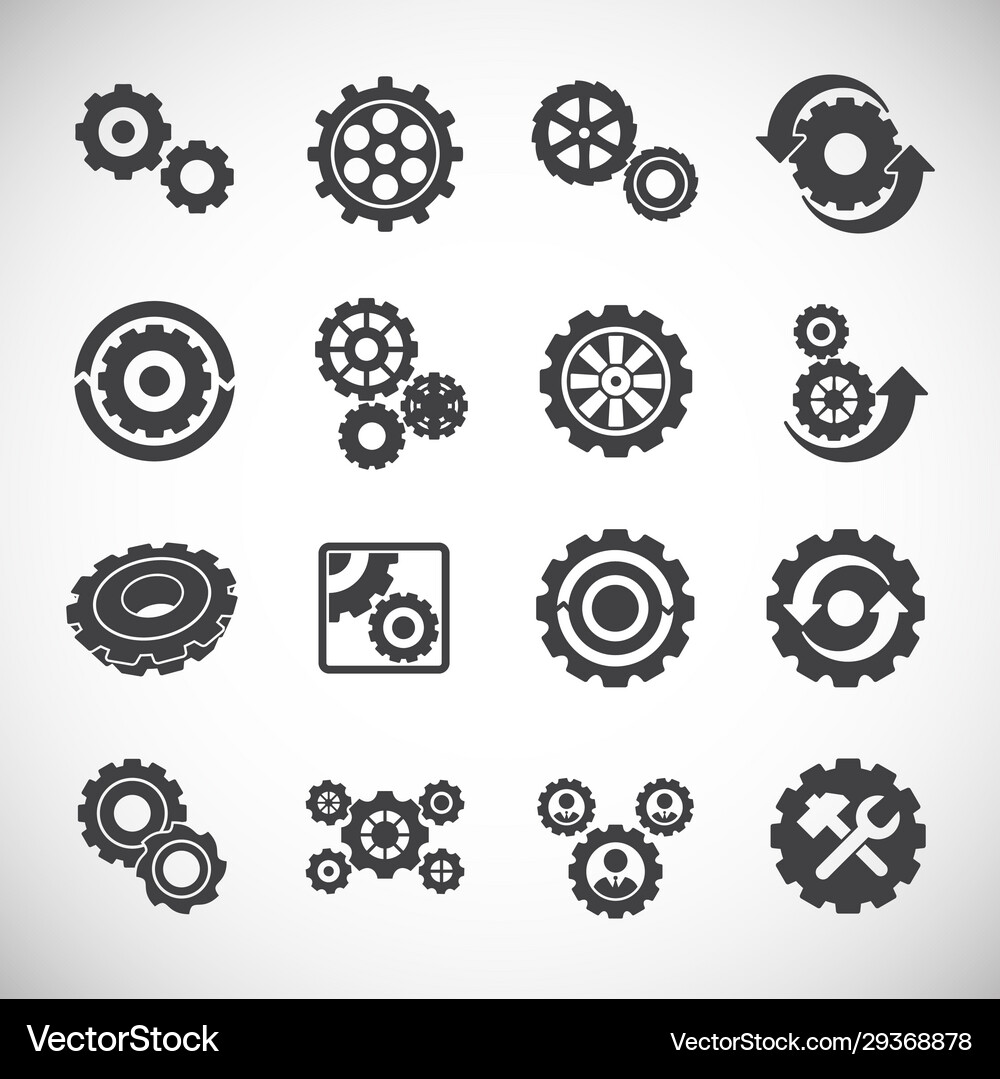 Gear icons set on background for graphic and web Vector Image