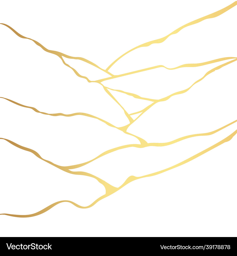 Gold kintsugi crack card on white Royalty Free Vector Image
