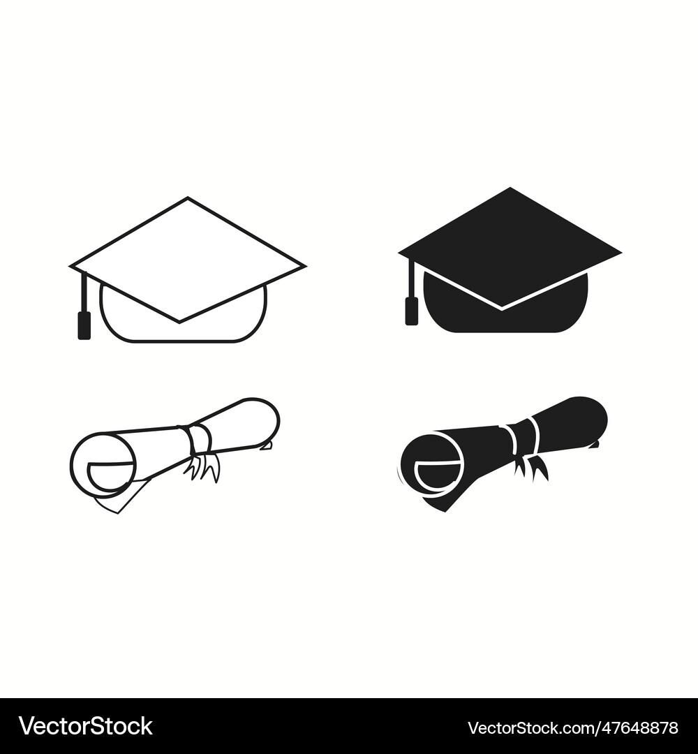 Graduation cap and diploma icons Royalty Free Vector Image