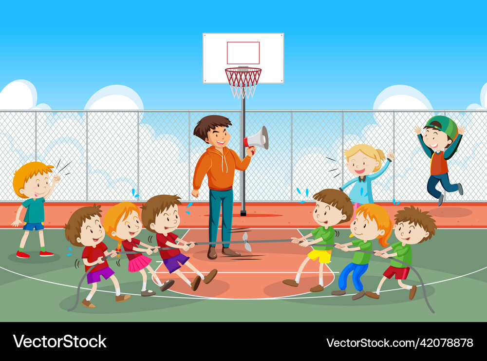 Kids doing physical activity Royalty Free Vector Image