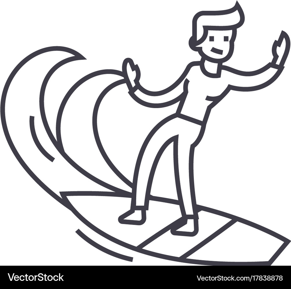 Man surfing line icon sign Royalty Free Vector Image
