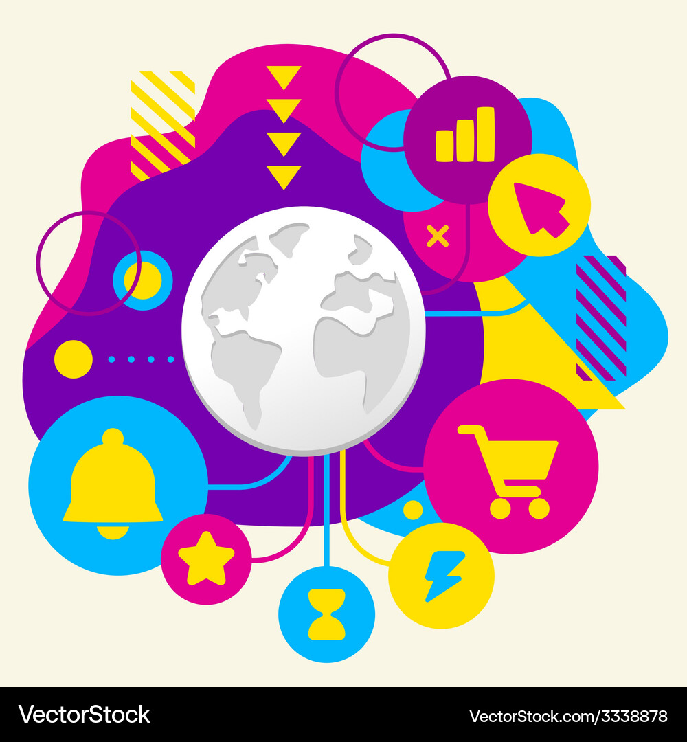 Planet on abstract colorful spotted background Vector Image