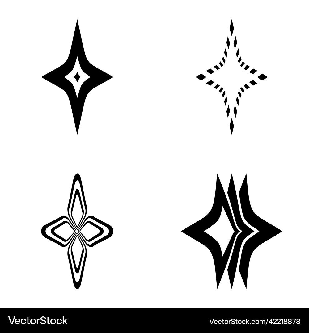 Rhombic star3 flat icon set isolated on white Vector Image