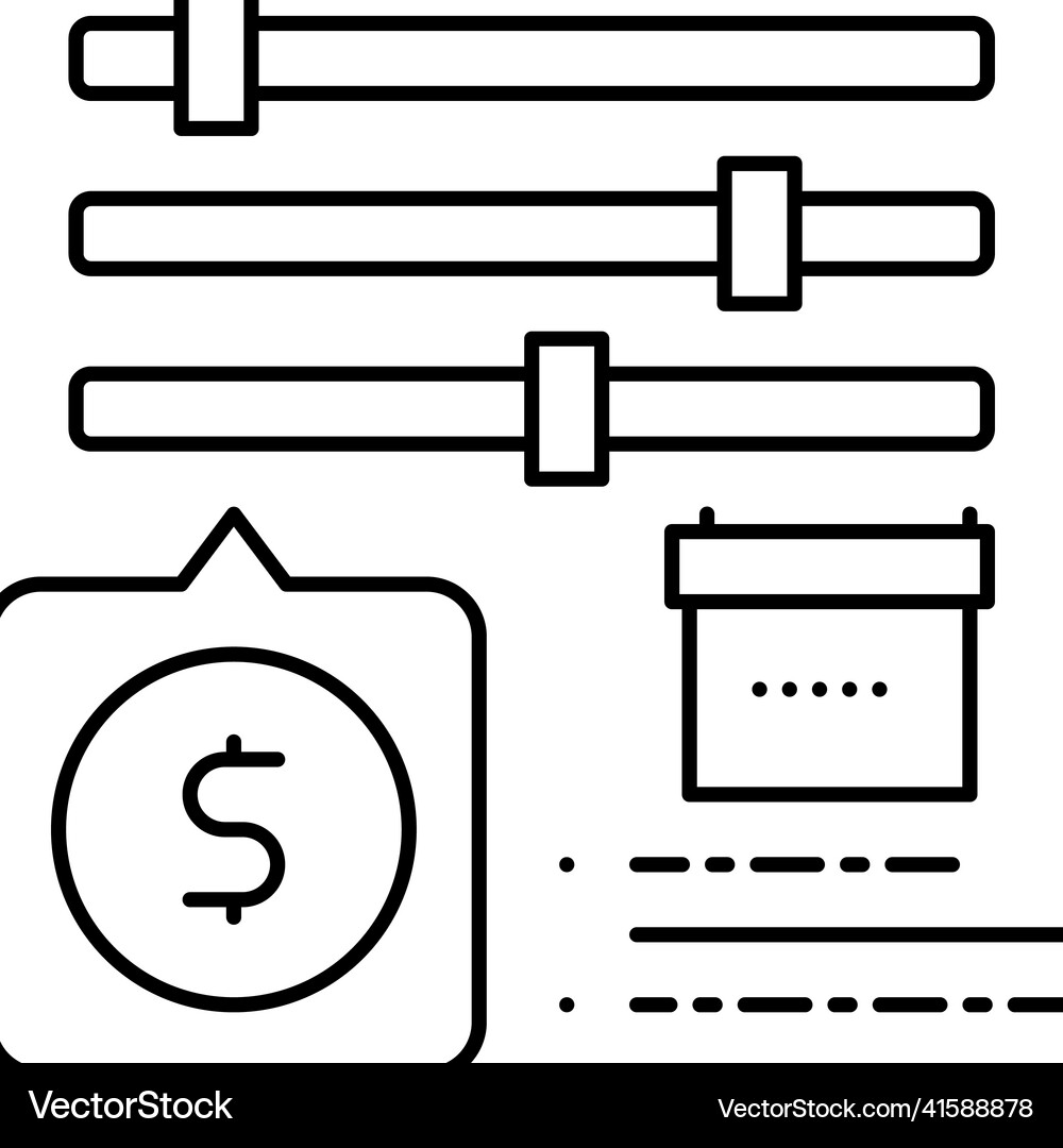Settings of loan line icon Royalty Free Vector Image