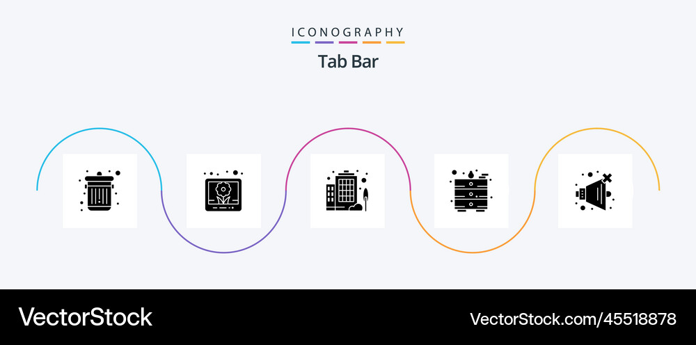 Tab bar glyph 5 icon pack including company Vector Image