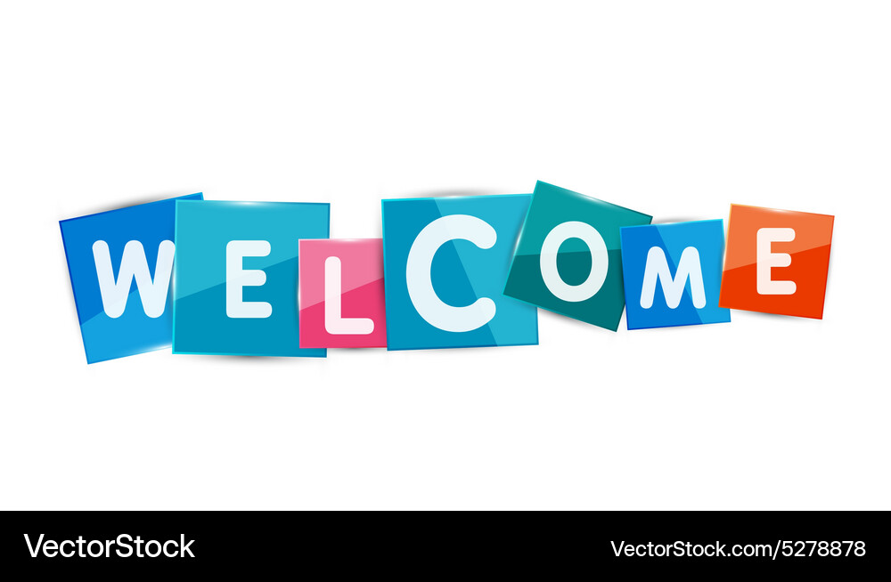 Welcome word with each letter on separate square Vector Image