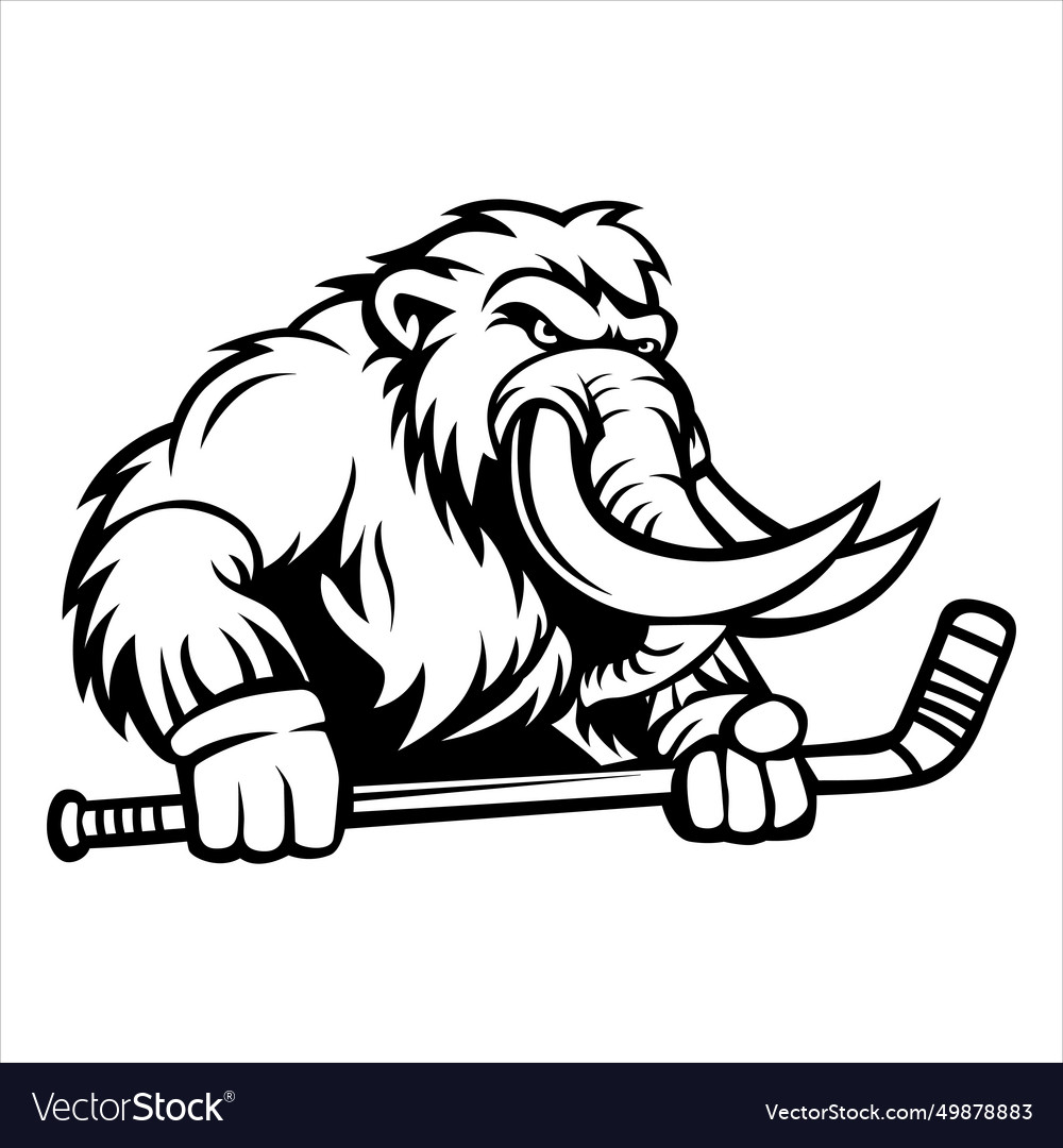 Angry mammoth hockey team logo mascot Royalty Free Vector Angry mammoth hockey team logo mascot Royalty Free Vector