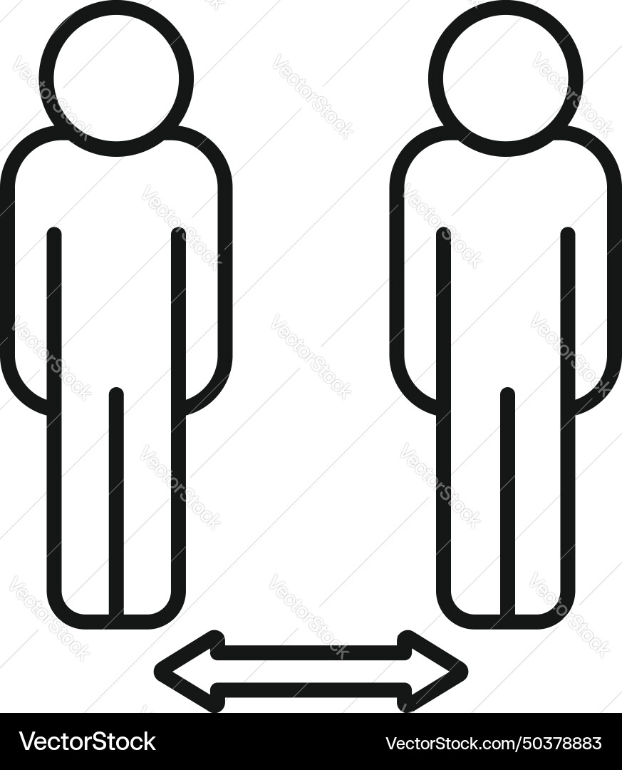 Avoid person contact icon outline door Royalty Free Vector