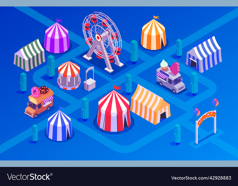 Circus performance isometric concept Royalty Free Vector