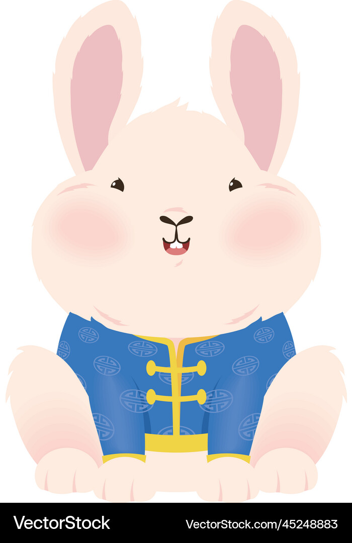 Rabbit chinese with blue dress Royalty Free Vector Image