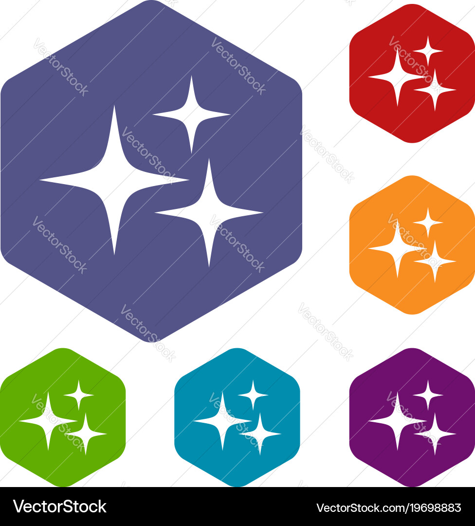 Stars icons set hexagon Royalty Free Vector Image