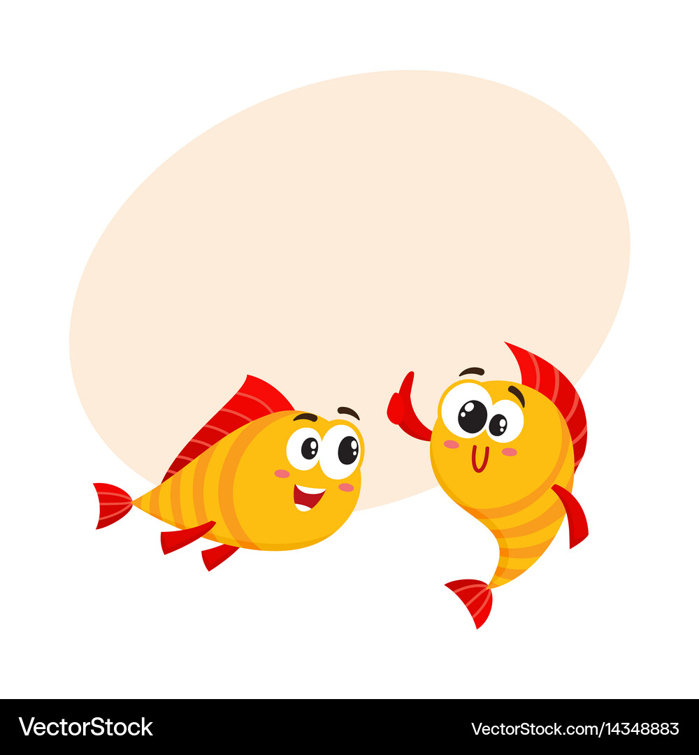 Two golden fish characters showing thumb up Vector Image