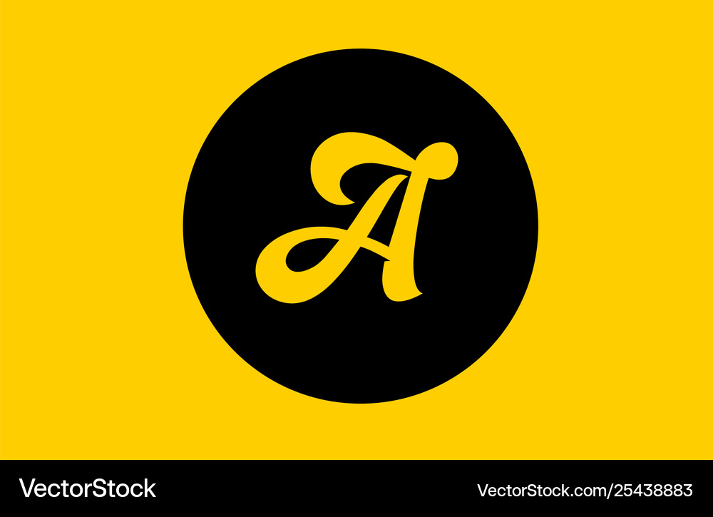 Yellow a letter alphabet logo icon design Vector Image