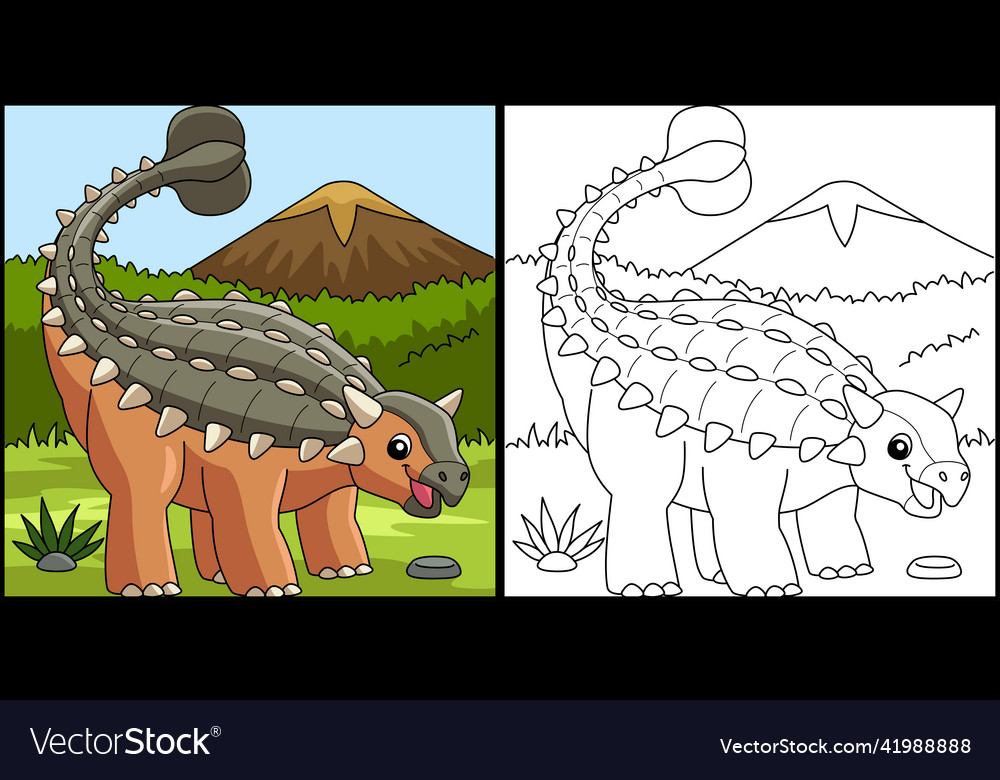 Printed Kitchen Splashbacks Ankylosaurus Dinosaur Coloring Page Vector