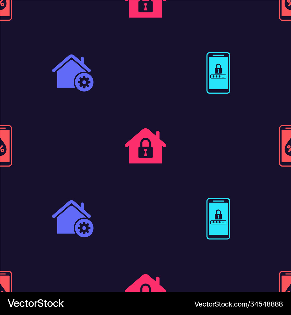 Set mobile and password protection smart home Vector Image
