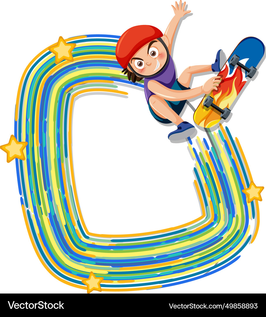 Cartoon kid performing a skateboard trick Vector Image