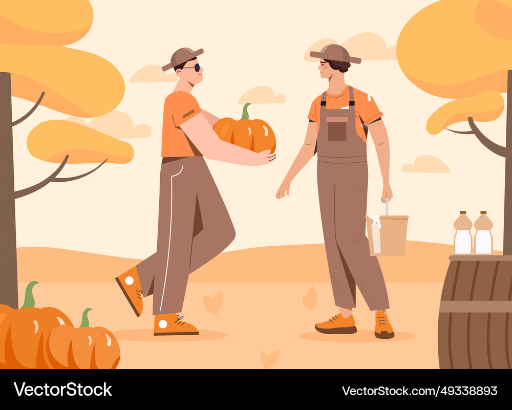 Farmers with harvest concept Royalty Free Vector Image