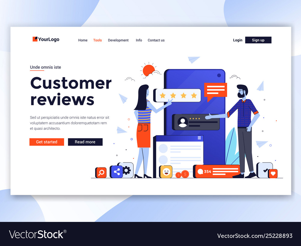 Flat modern design website template - customer Vector Image Flat modern design website template - customer Vector Image