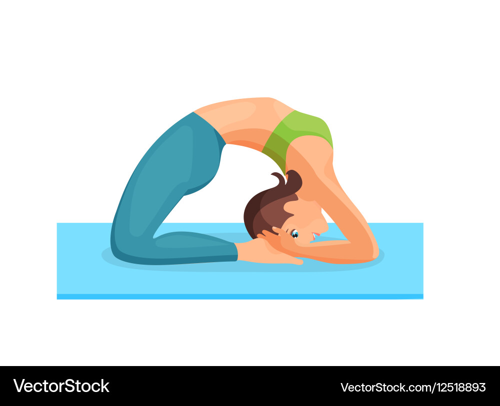 Girl in training clothes standing in bridge pose Vector Image