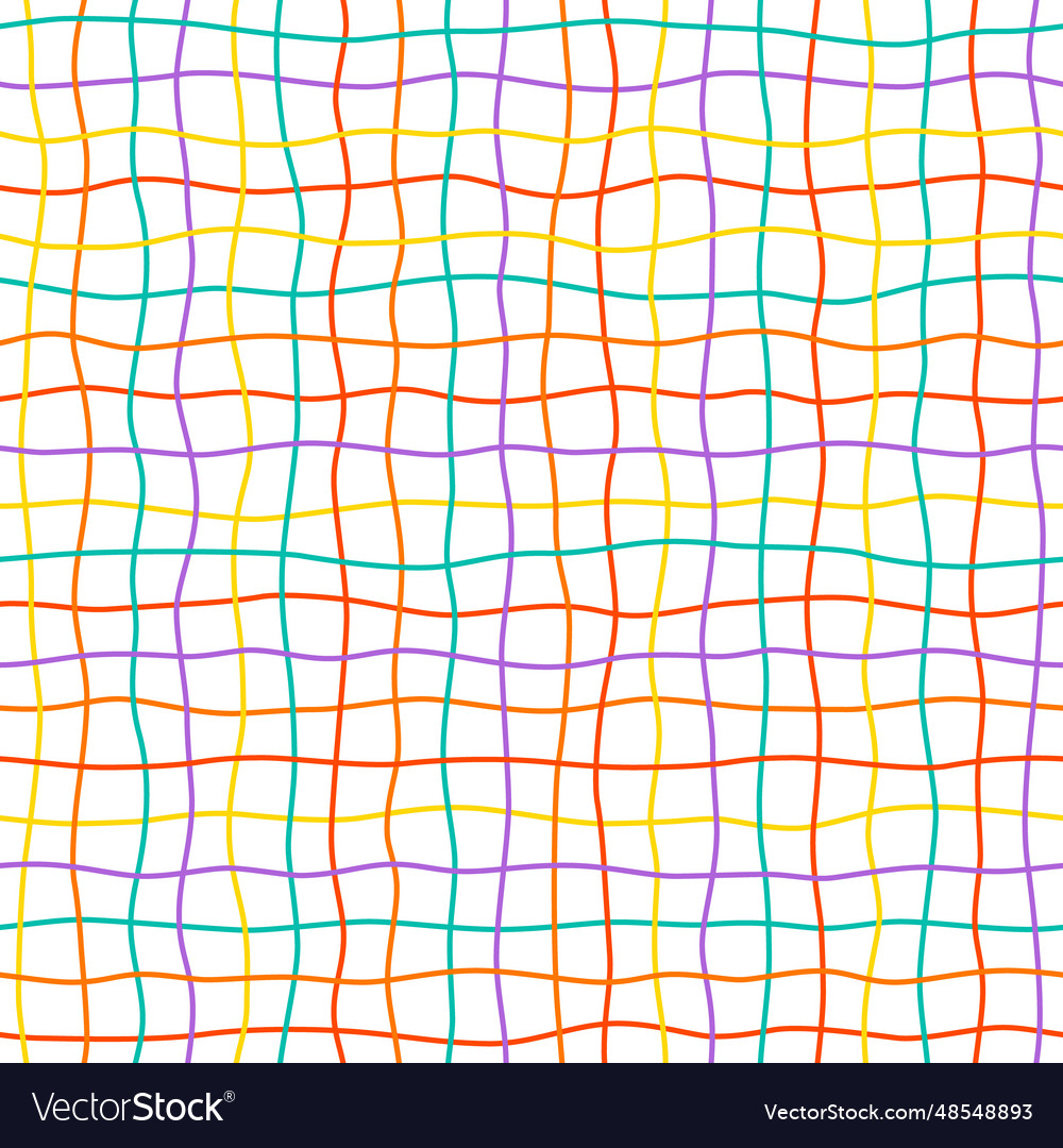 Hand drawn color square grid seamless pattern Vector Image
