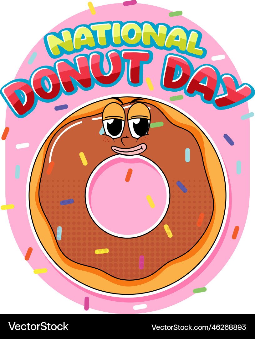 Happy doughnut day in june logo Royalty Free Vector Image