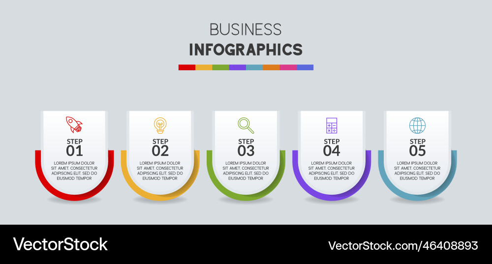 Infographics design template and icons with 5 Vector Image