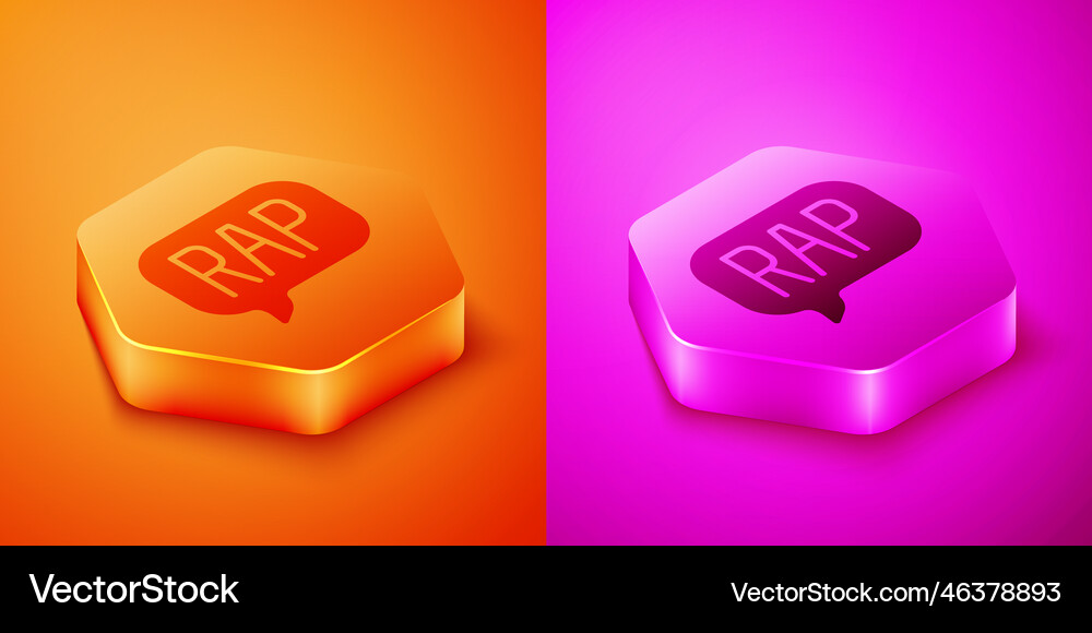 Isometric rap music icon isolated on orange Vector Image