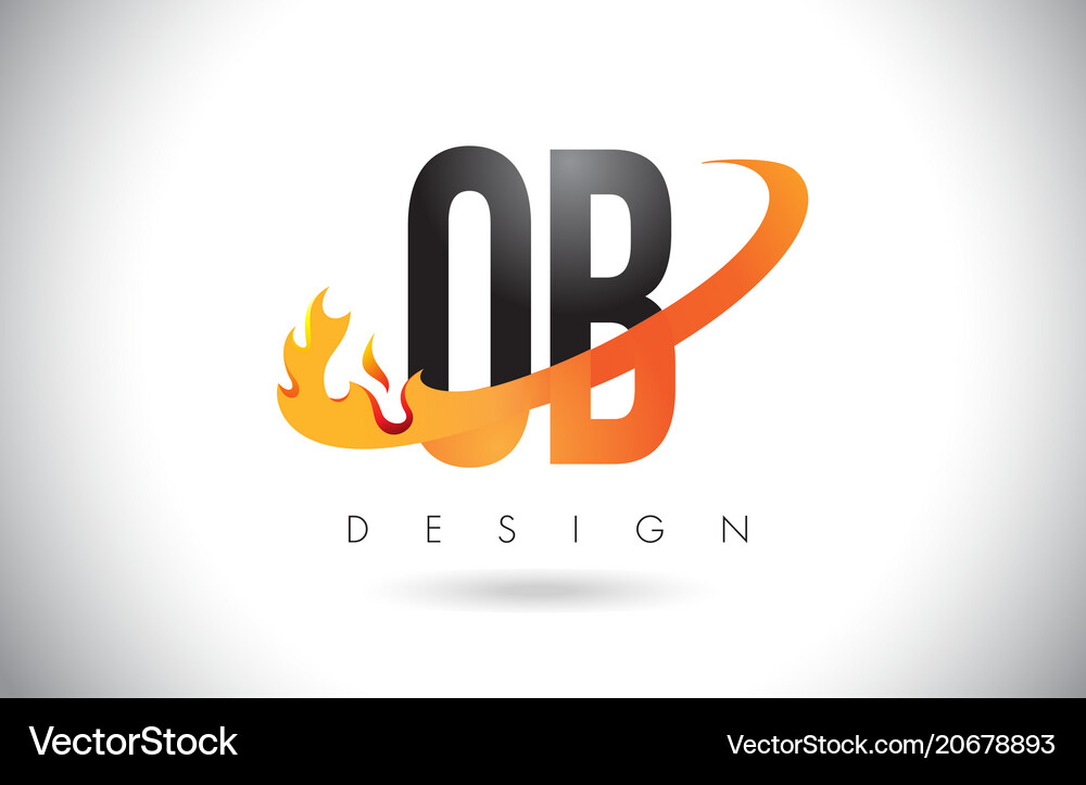 Ob o b letter logo with fire flames design Vector Image