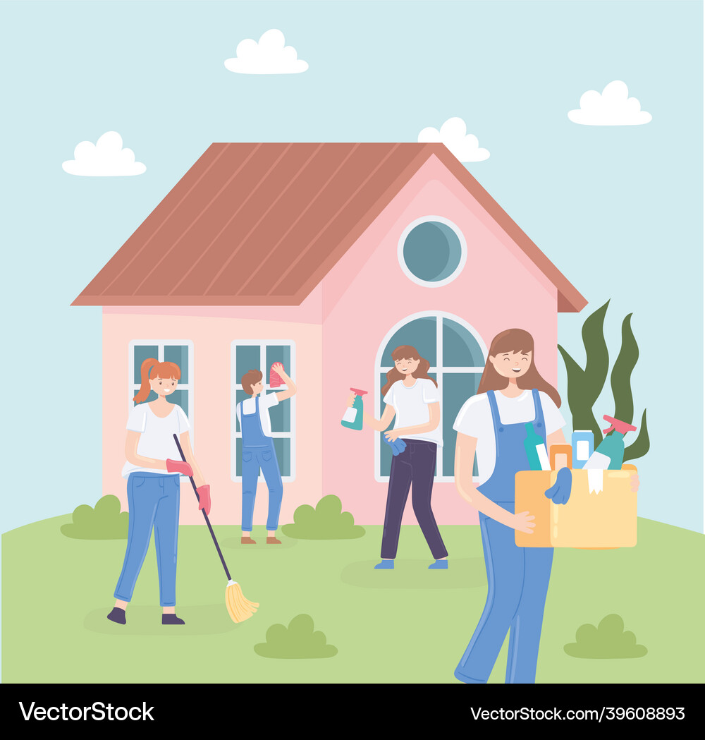People and household chores Royalty Free Vector Image