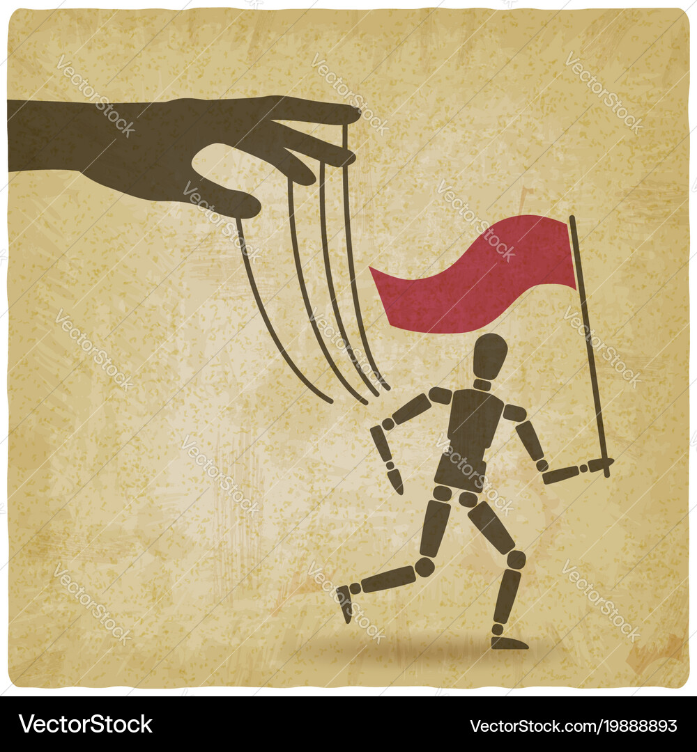 Puppet escaping to freedom concept liberation Vector Image