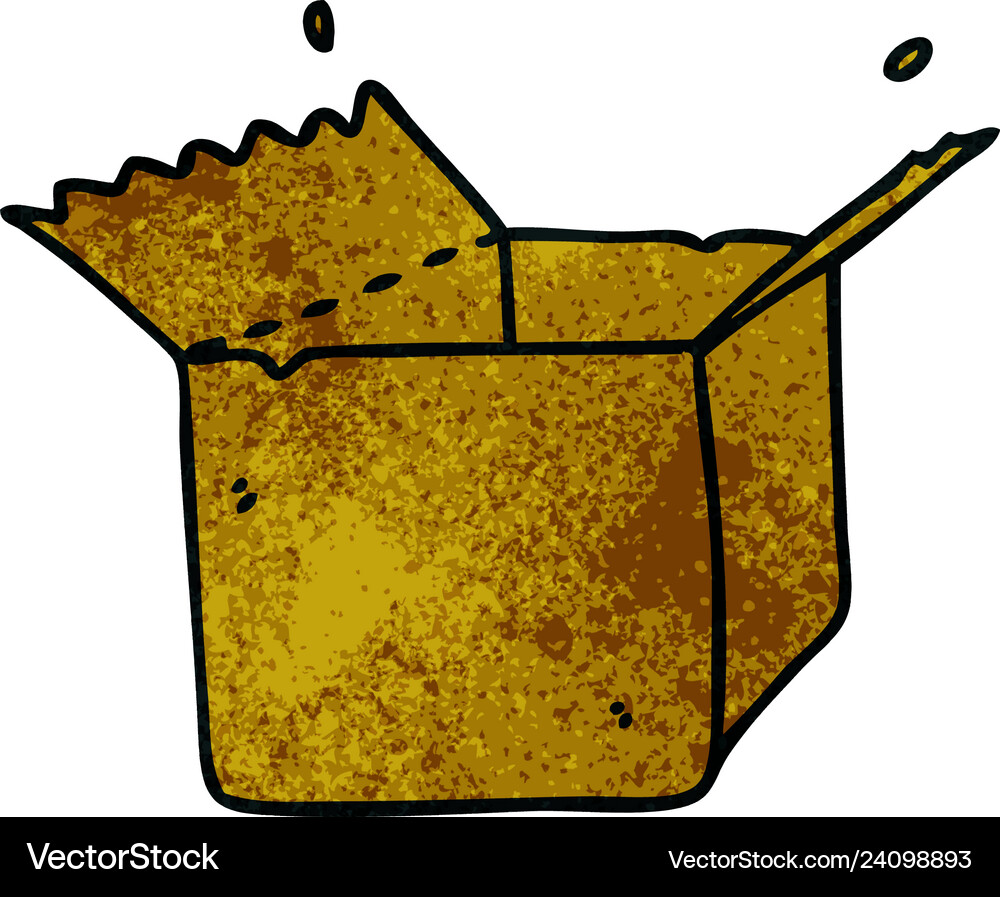 Quirky hand drawn cartoon open box Royalty Free Vector Image