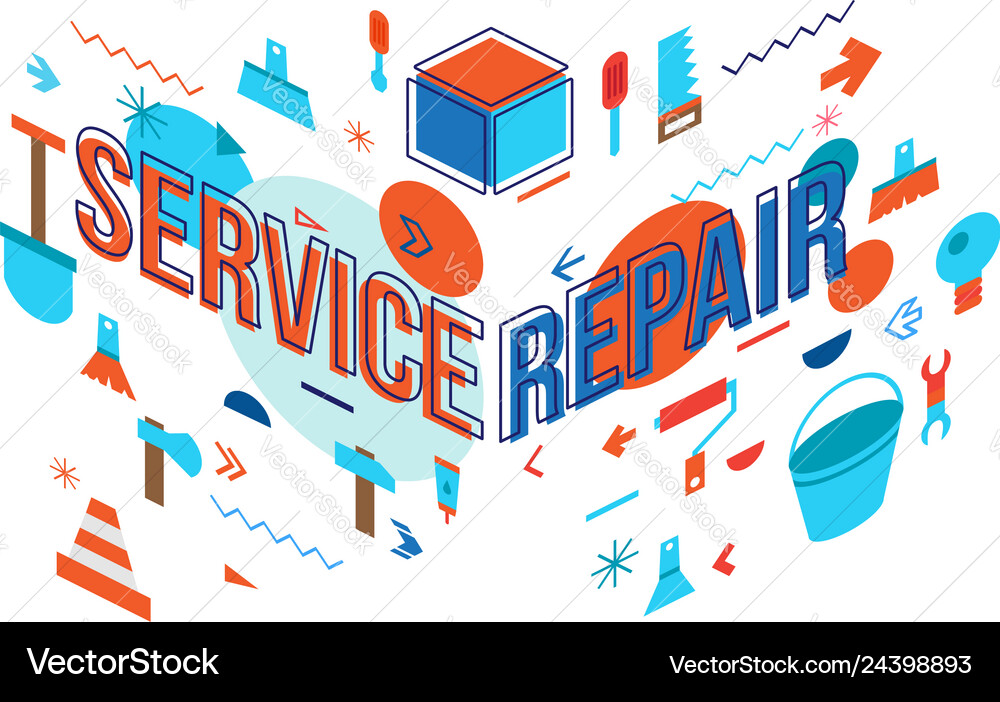 Service repair flat banner design Royalty Free Vector Image