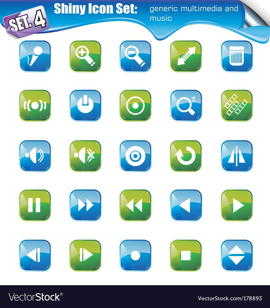 Shiny icons Royalty Free Vector Image - VectorStock