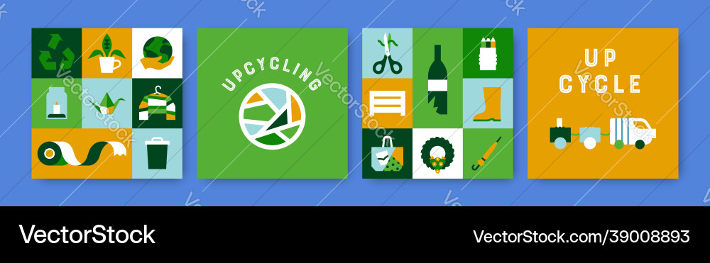 Upcycling flat geometric eco friendly banner set Vector Image