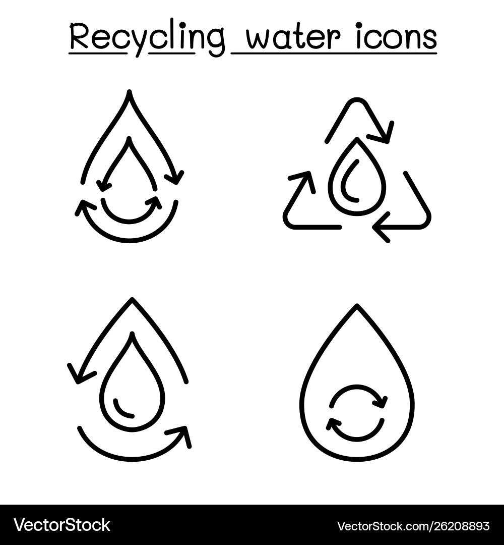 Water recycle icon set in thin line style Vector Image