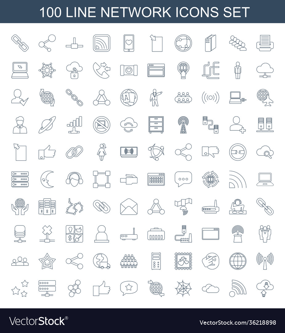100 network icons Royalty Free Vector Image - VectorStock